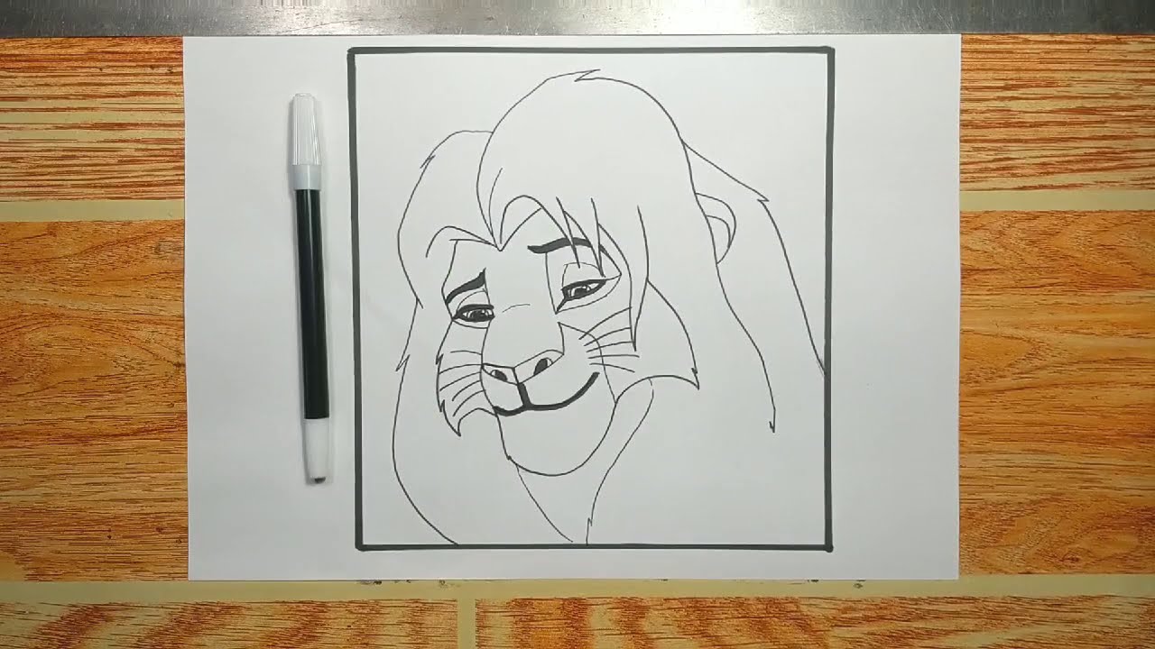 How to draw DISNEY CHARACTER - ADULT SIMBA step by step - YouTube