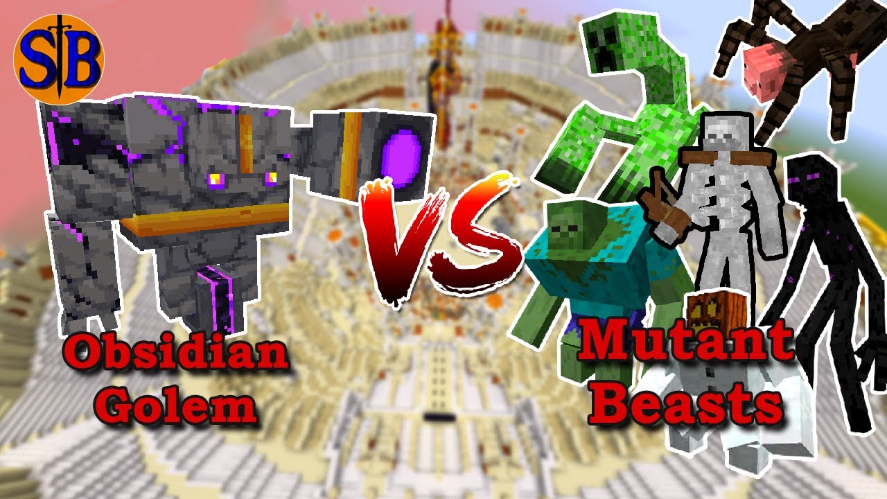Obsidian Golem (Golemania) VS Mutant Beasts | Minecraft Mob Battle ...