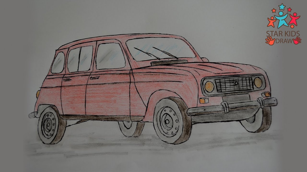 How to Draw Renault 4 Speed Drawing - YouTube