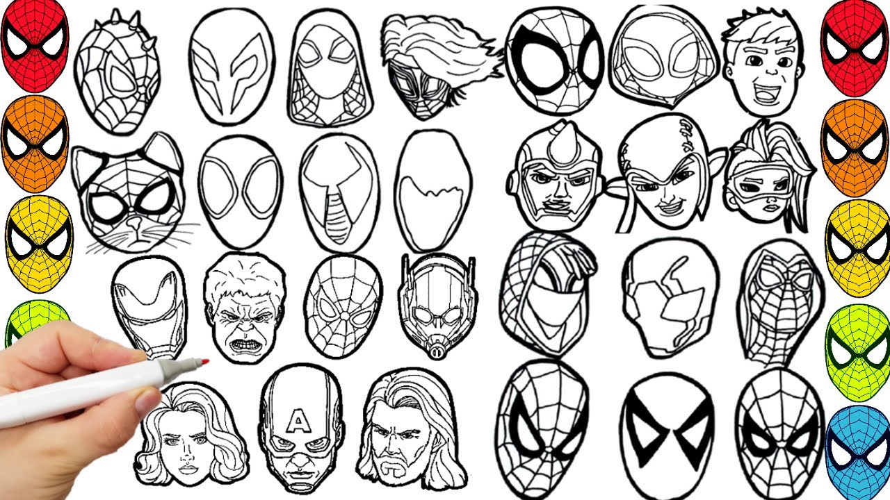 Spider man Team Coloring Pages spider man coloring pages marvel drawing ...