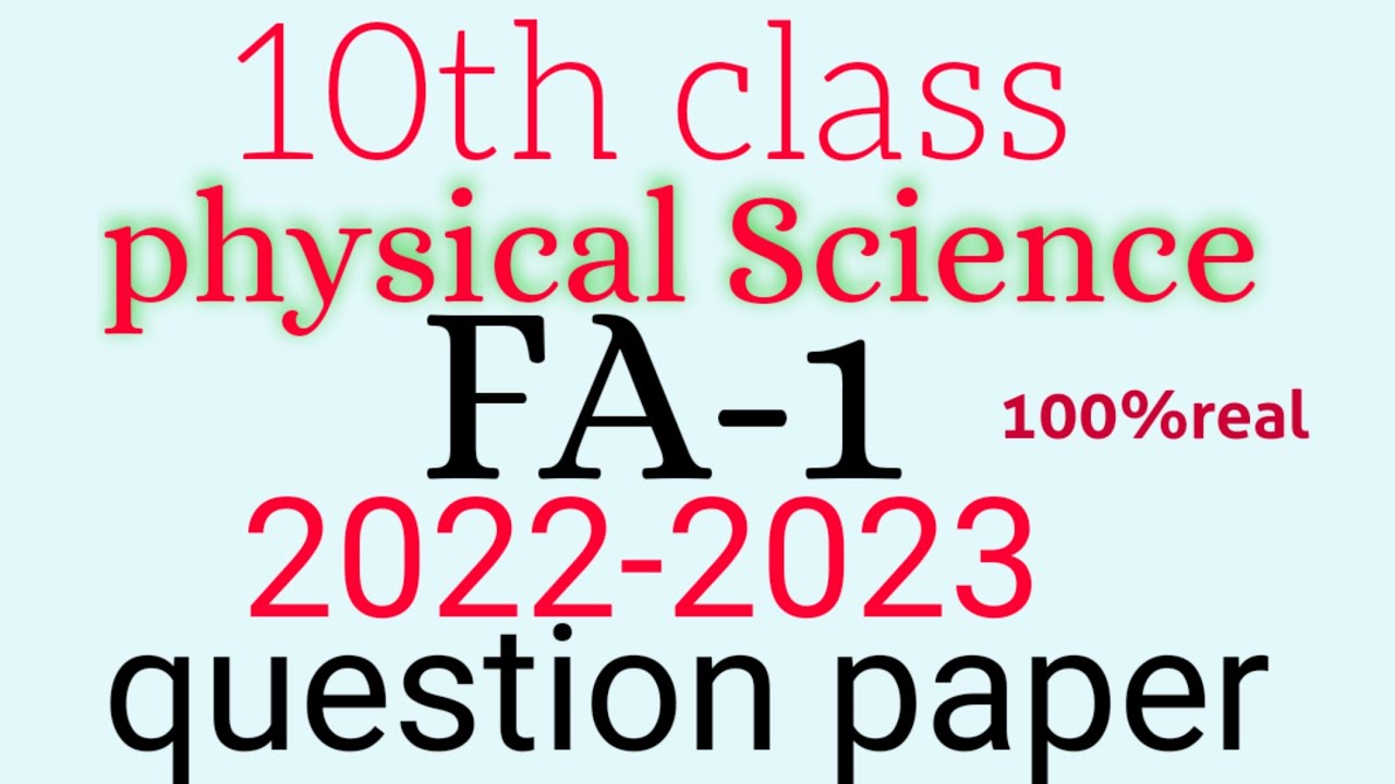 10th FA-1 physical Science question paper 2022-2023 💯%Real - YouTube
