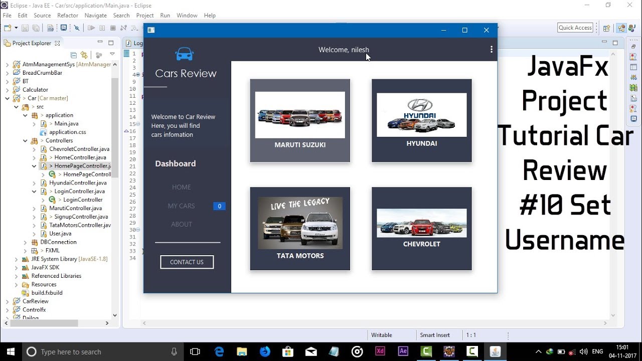 Javafx Project Car Review 10 Send Instance Of One Controller To Another Controller Youtube
