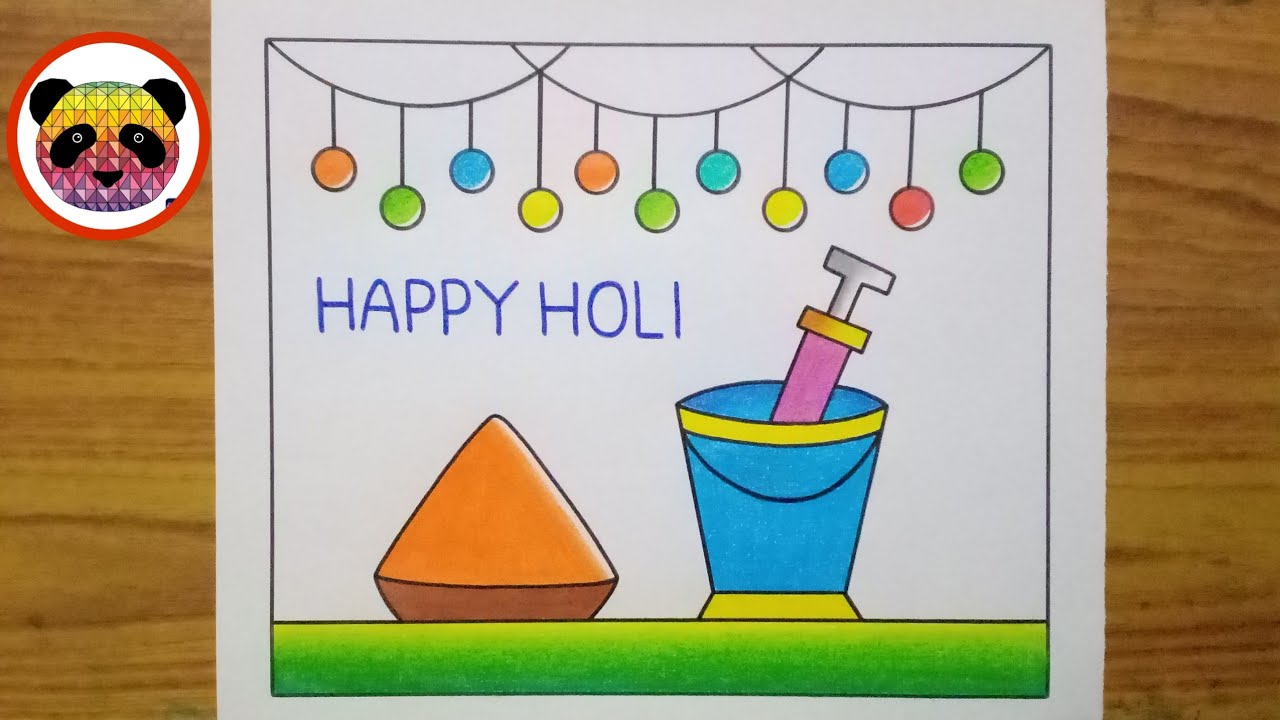 Holi Drawing / Holi Drawing Easy Steps / Holi Festival Drawing / Holi ...