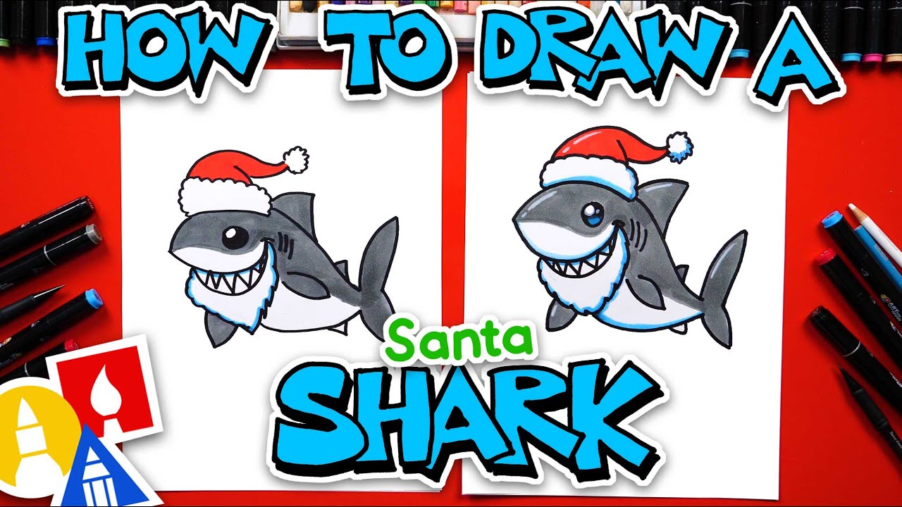 How To Draw A Santa Shark - YouTube