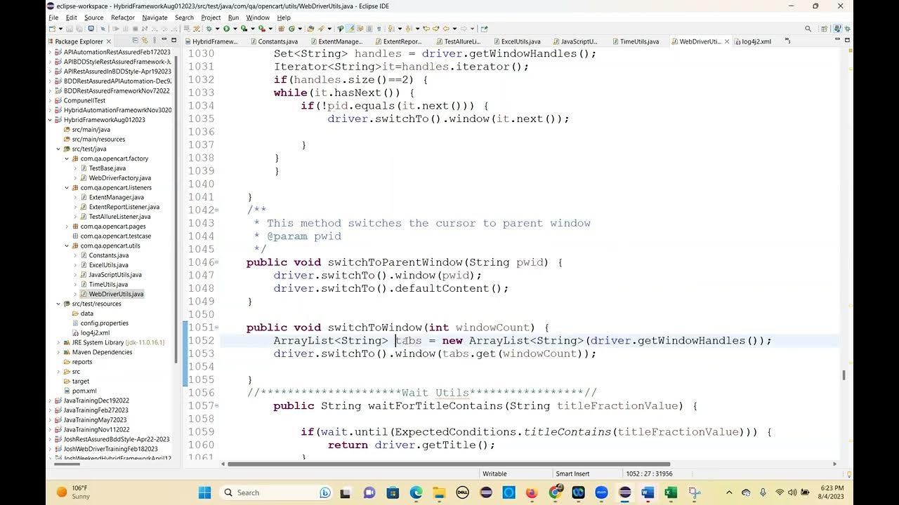 HybridFramework WebdriverUtilities Part2 Aug 04 2023 - YouTube