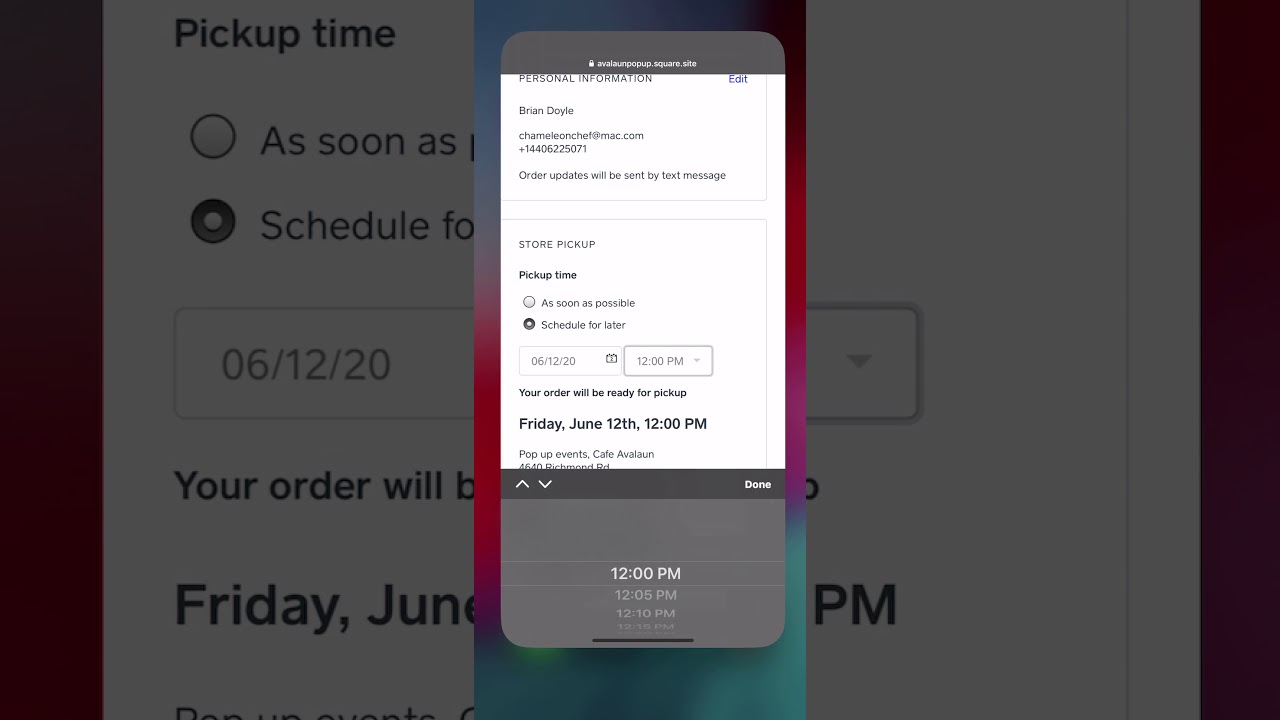 Selecting date and time for pick up - YouTube