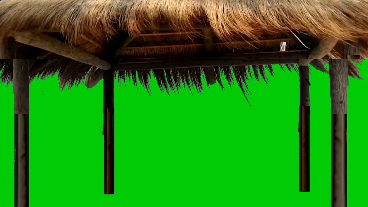 thatch roof blowing in the wind green screen - YouTube