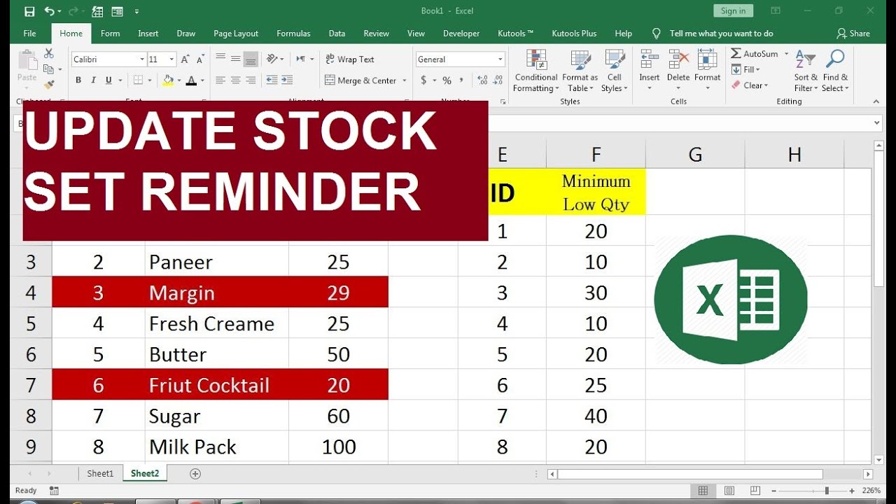 How To Set Reminder Update Stock In Excel YouTube how-to-set-reminder-update-stock-in-excel-youtube