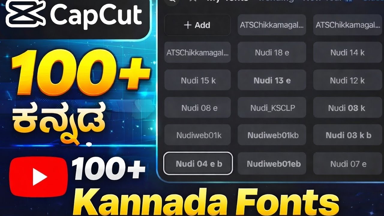 🔥 CAP CUT 100+ Free Fonts | stylish Fonts in Mobile | Kannada Fonts ...