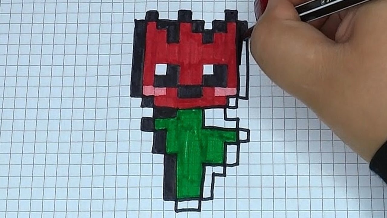 DIY Drawing Pixel Art | How to draw a cute Flower | Valentines Day ...