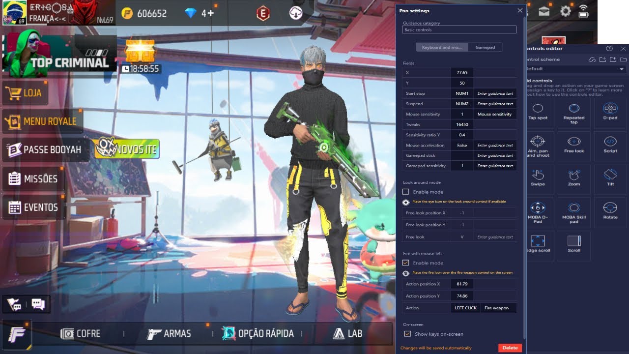 SENSI COMPLETA! MELHOR SENSIBILIDADE PARA EMULADOR BLUESTACKS E MSI FREE FIRE 2024 - YouTube