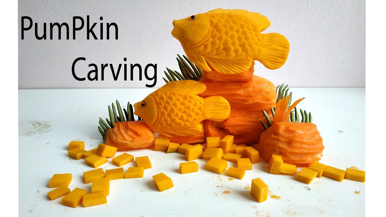 Fish Carving | PUMPKIN carving new desigh #carving #watermelon #pumpkin ...