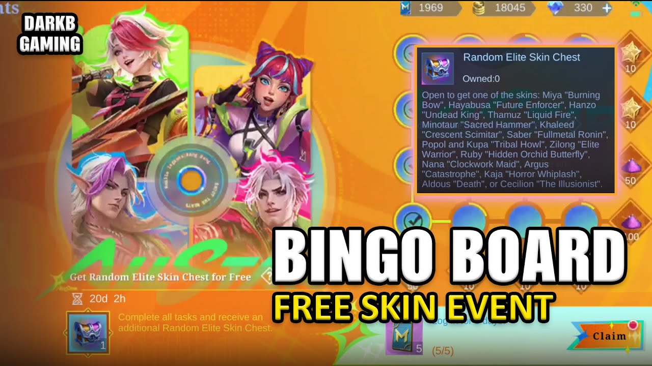 Bingo Board Free Skin Event | Guaranteed Free Elite Skin | Mobile ...