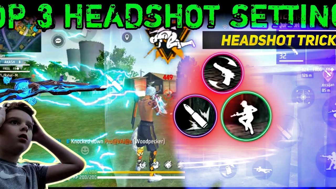 TOP 3 HEADSHOT HIDDEN SETTINGS | ONE TAP PLAYER | BEST HEADSHOT SECRET ...