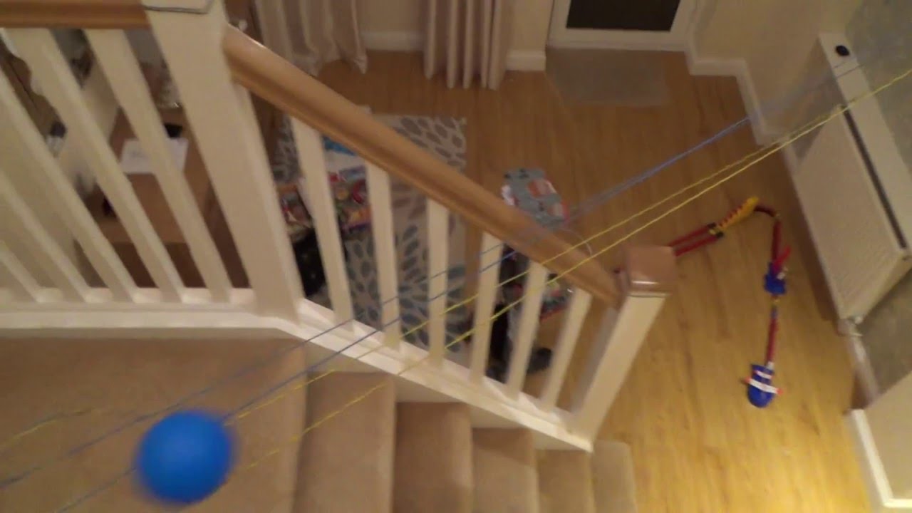 Homemade MARBLE RUN using telephone wire, plastic golf ball and a ...