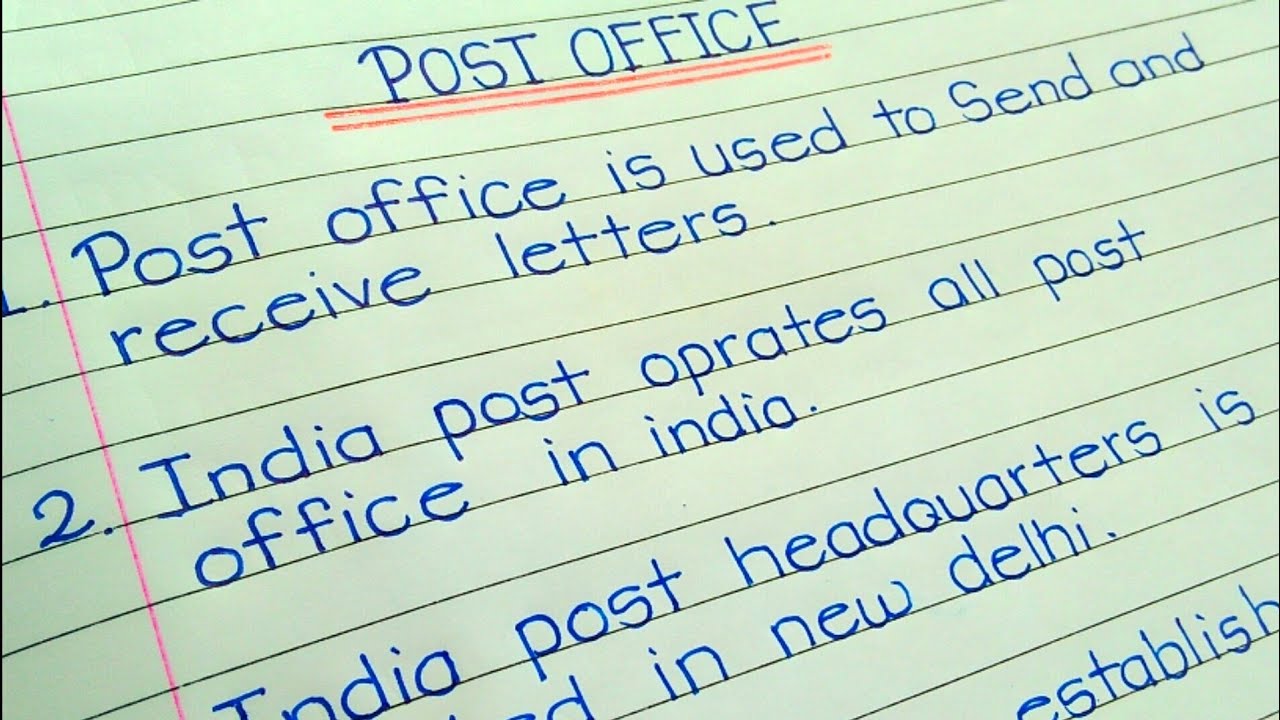 Essay on post office // 10 line on post office // essay writing on post ...