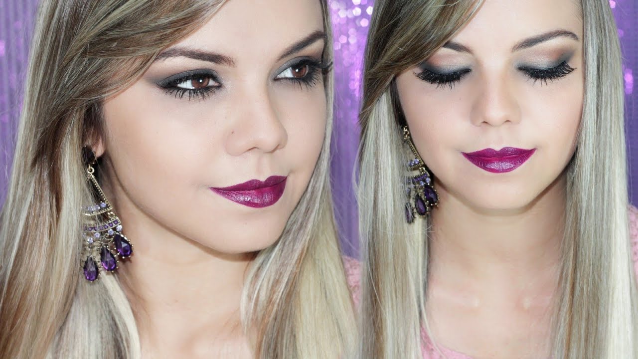 Maquiagem com Batom Roxo para o Inverno! - Camilla Amaral - YouTube