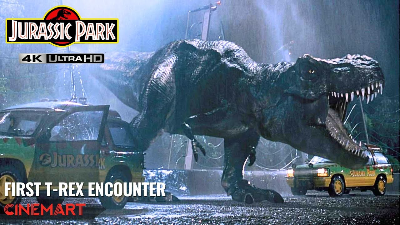 JURASSIC PARK (1993) | The T-Rex Encounter Scene 4K UHD - YouTube