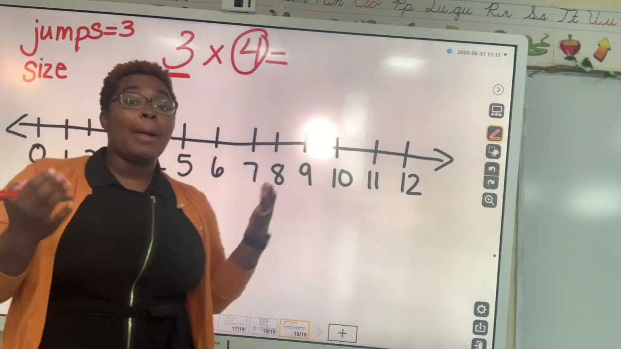 3rd Grade Lesson 1.2 Using a number line to multiply - YouTube