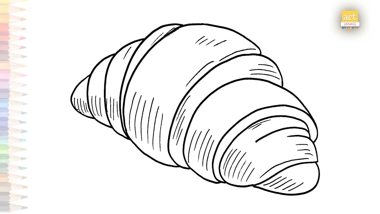 Croissant snacks easy drawing | Food drawing sketches | How to draw A ...