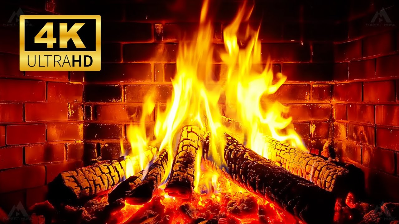 🔥 Fireplace 4K UHD! Relaxing Fireplace with Burning Logs and Crackling ...