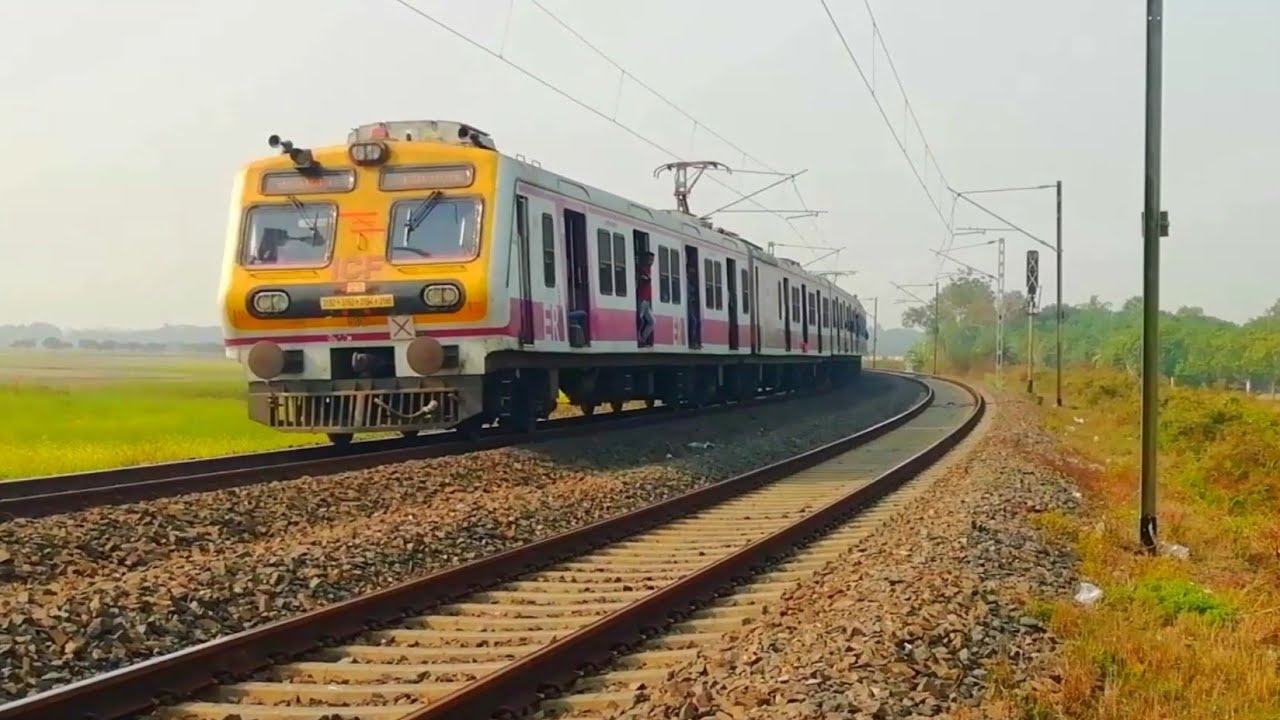 4 in 1 Curving ICF & EMU Electric Trains At Balagarh // Eastern Railway ...