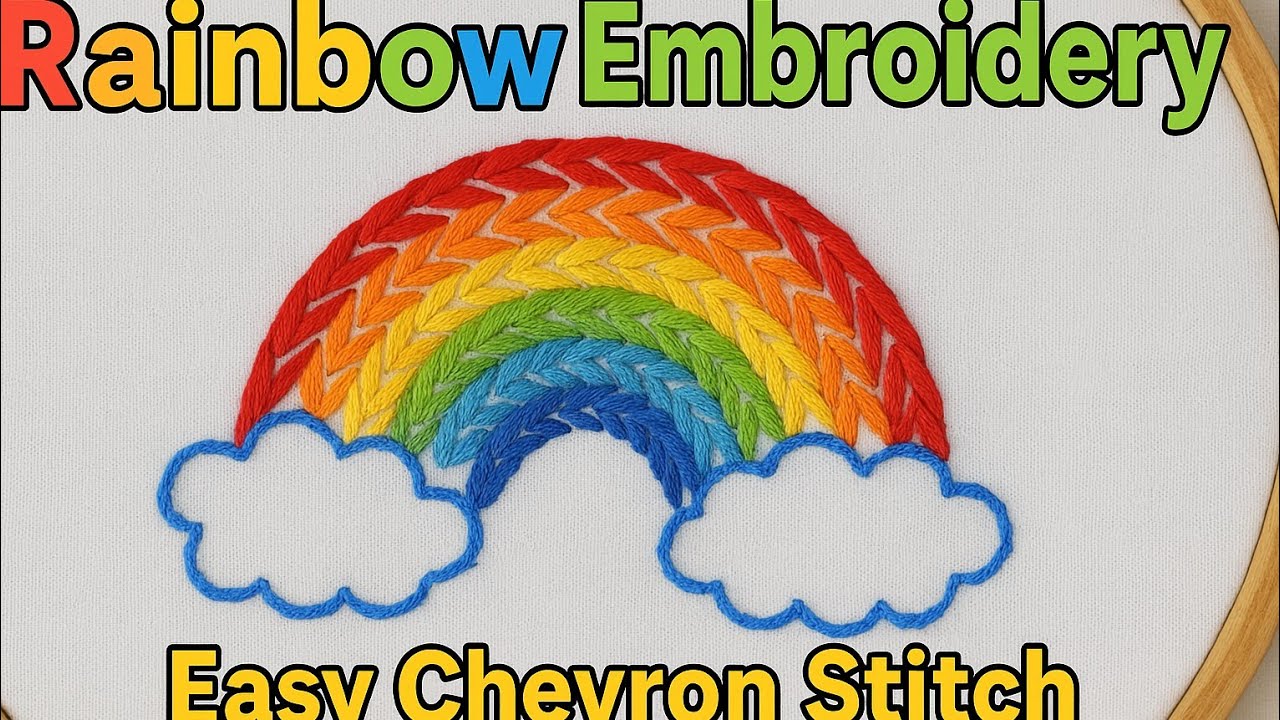 Rainbow Embroidery with Chevron Stitch 🌈 | Easy Hand Embroidery ...