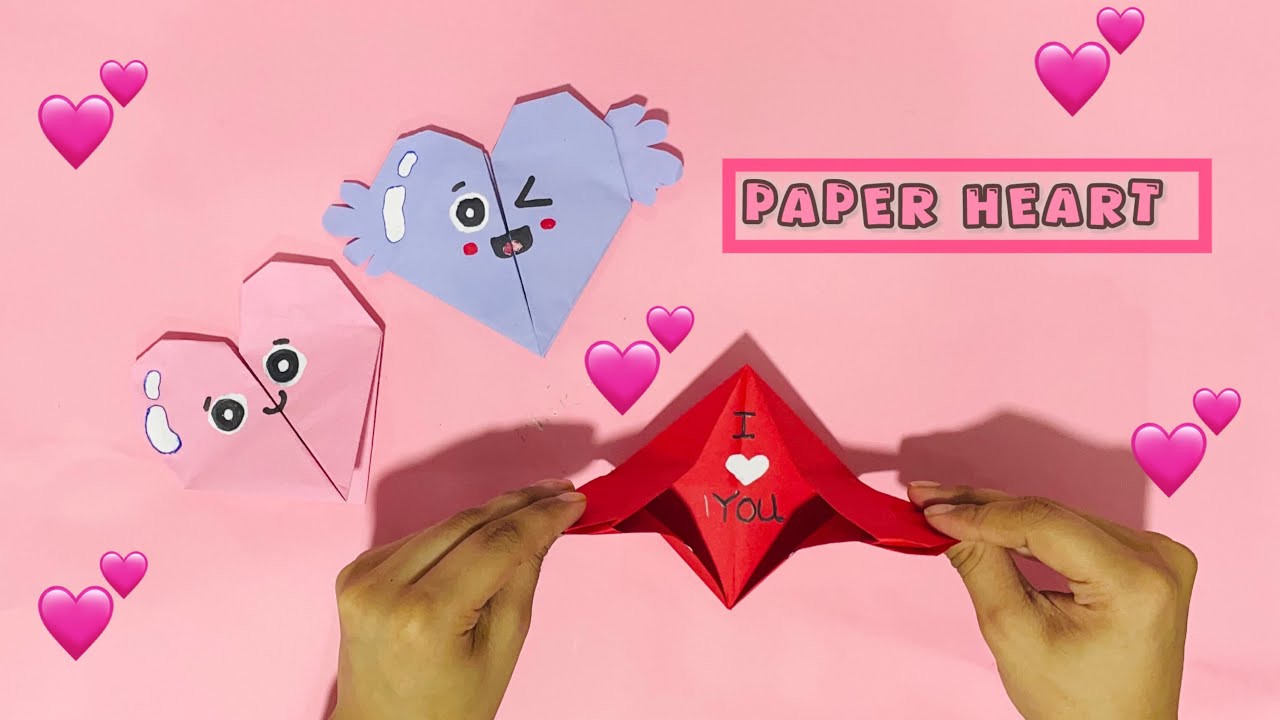Cute paper heart | I love u paper heart | how to make a cute paper ...