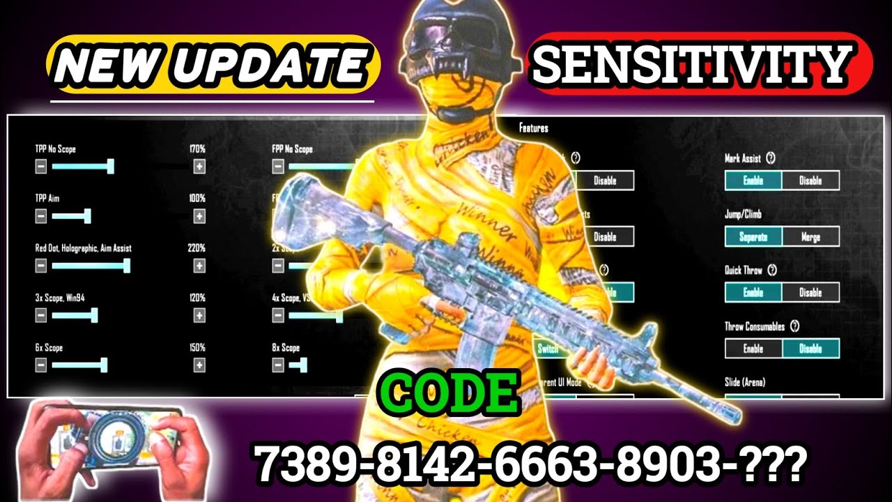 BGMI BEST SENSITIVITY SETTINGS | BGMI SENSITIVITY CODE TODAY | BGMI ...