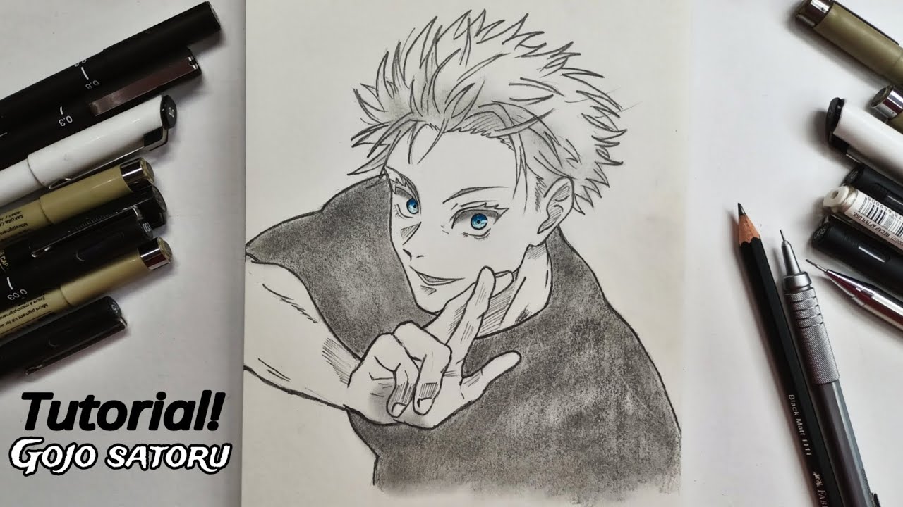 How To Draw Manga Style Gojo || Step by Step || Jujutsu Kaisen || Anime ...