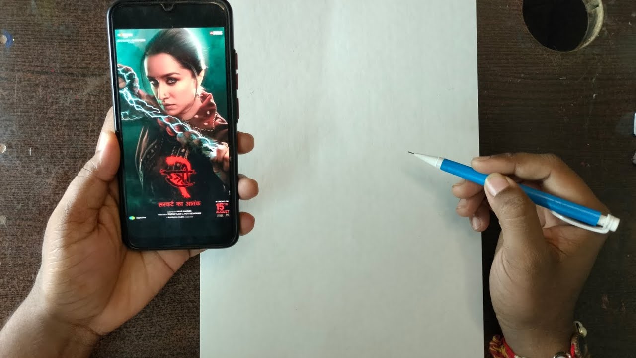 Shraddha kapoor Stree 2 Poster drawing for beginners, Step by step draw ...