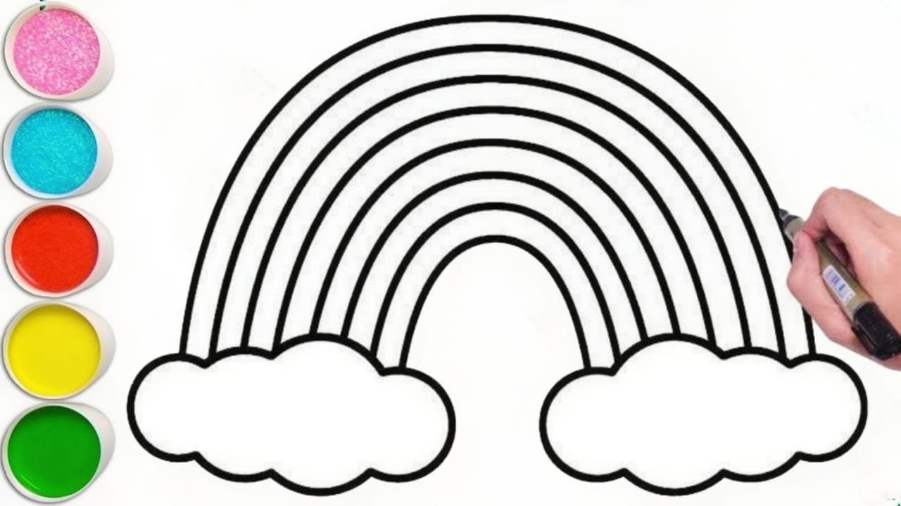 Rainbow Clouds Drawing, Painting & Coloring for Kids and Toddlers - YouTube
