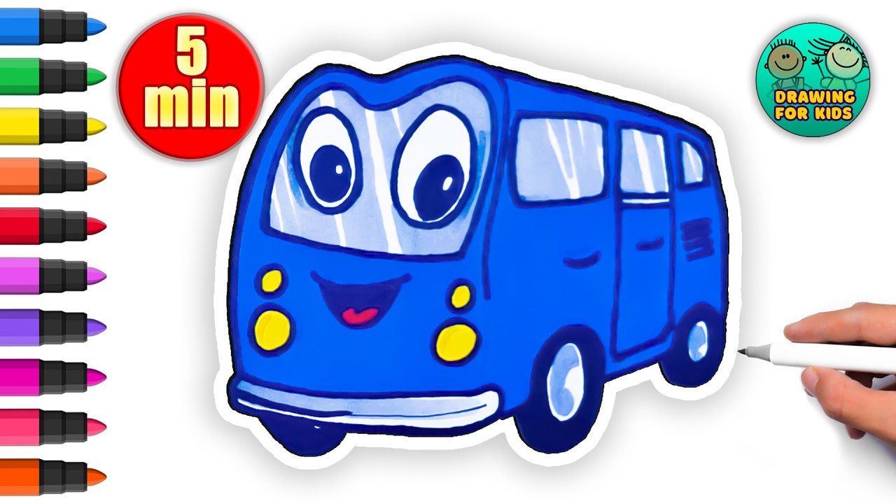 How to Draw a Cute Van: Easy Step-by-Step Tutorial for Kids and Parents ...