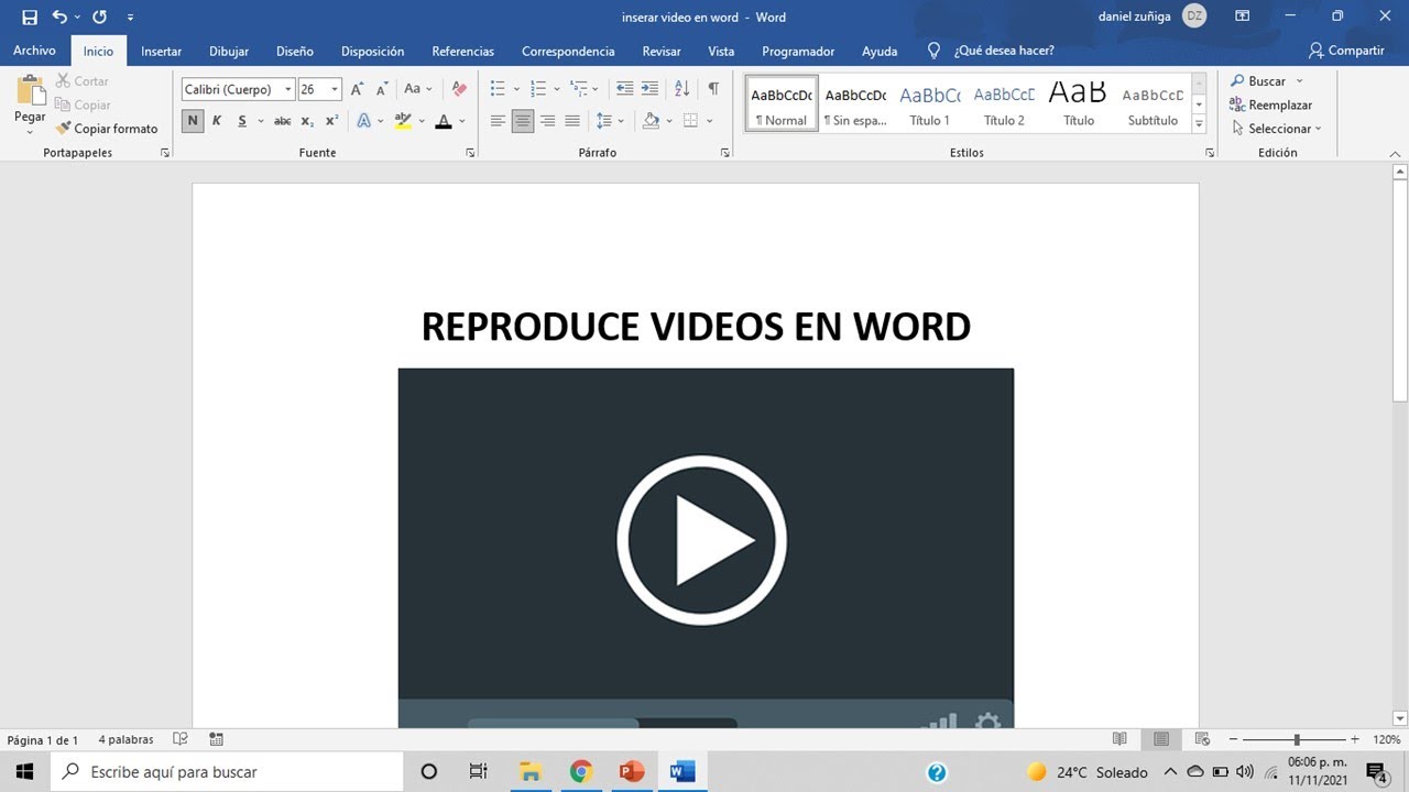 Reproduce videos en word. Aprende a insertar videos en word. - YouTube