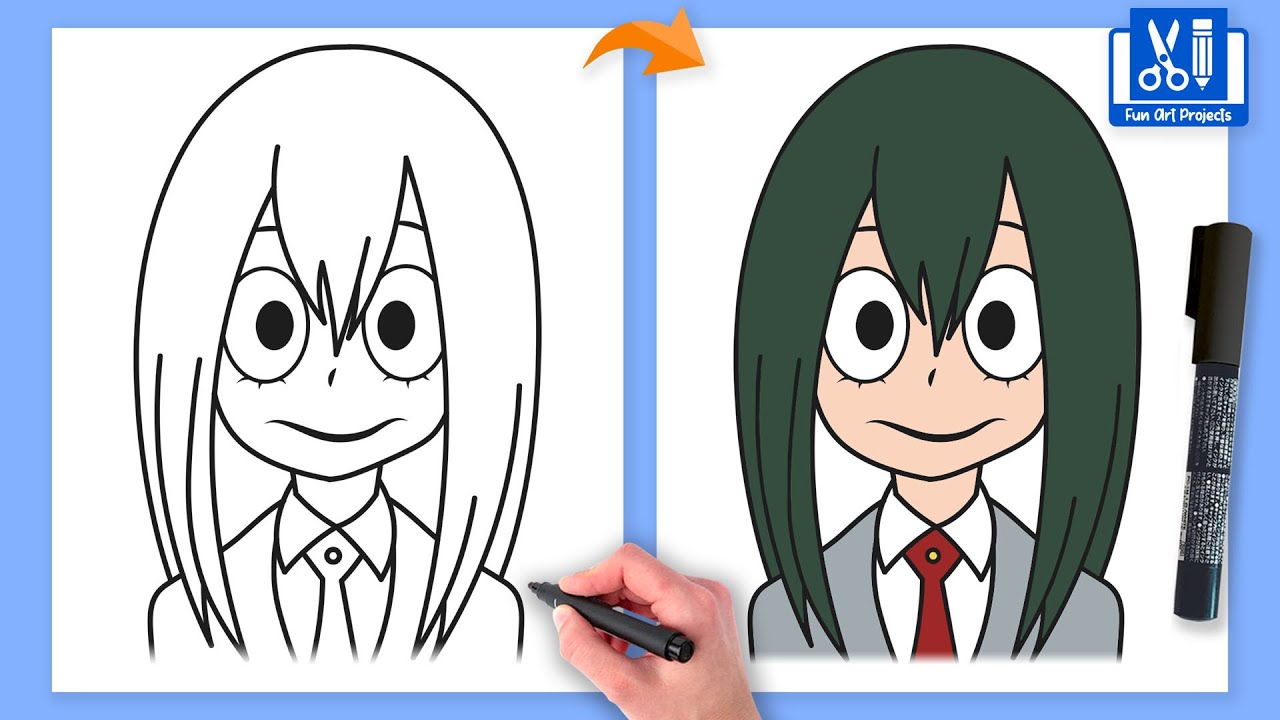 How To Draw Tsuyu Asui (My Hero Academia) | Anime Drawing Easy Step by ...