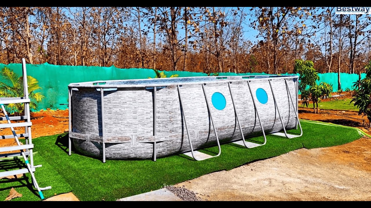 Oval 18ft x 9 ft x 4 ft Bestway Above ground Swimming Pool for Holi ...