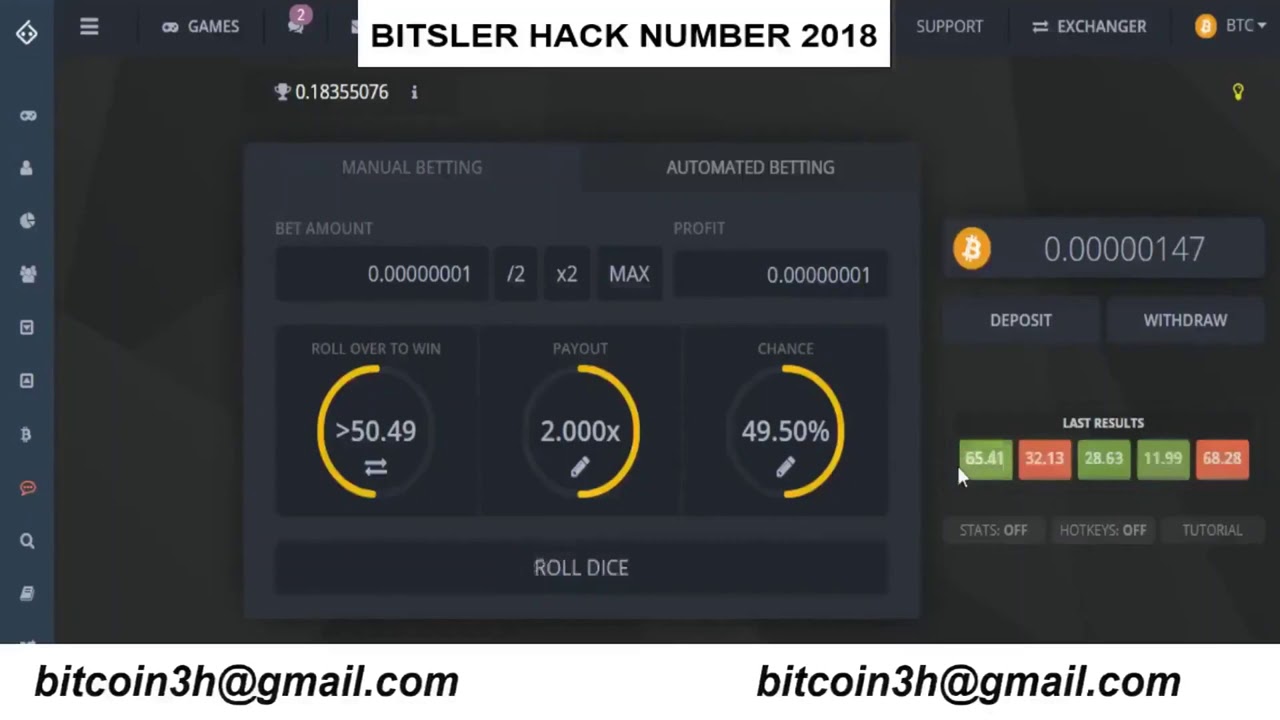 bitsler number hack 2018 btc bitcoin ltc dogecoin - YouTube