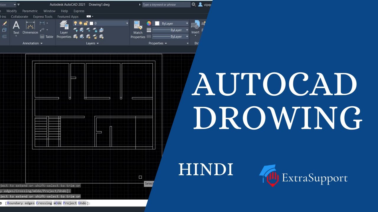 AutoCAD 2D Drowing 2D plan | #extrasupport - YouTube