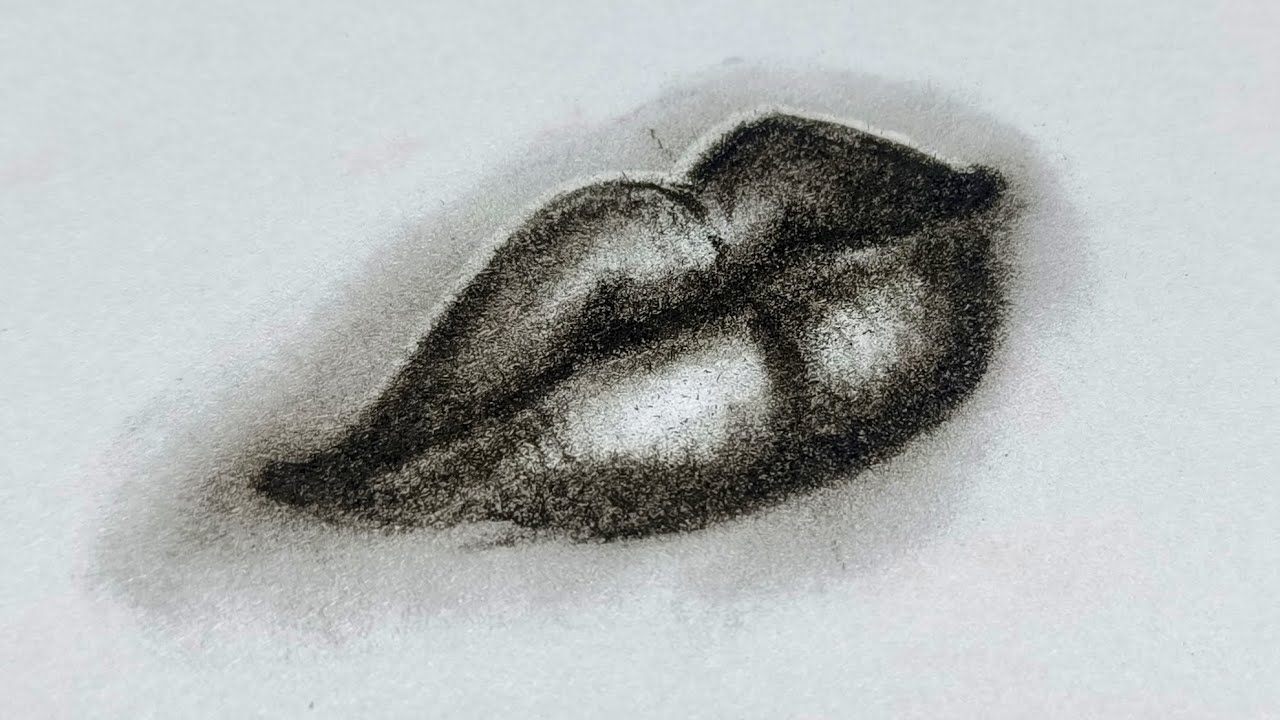 Lips easy drawing with charcoal pencil || how to draw lips || charcoal ...