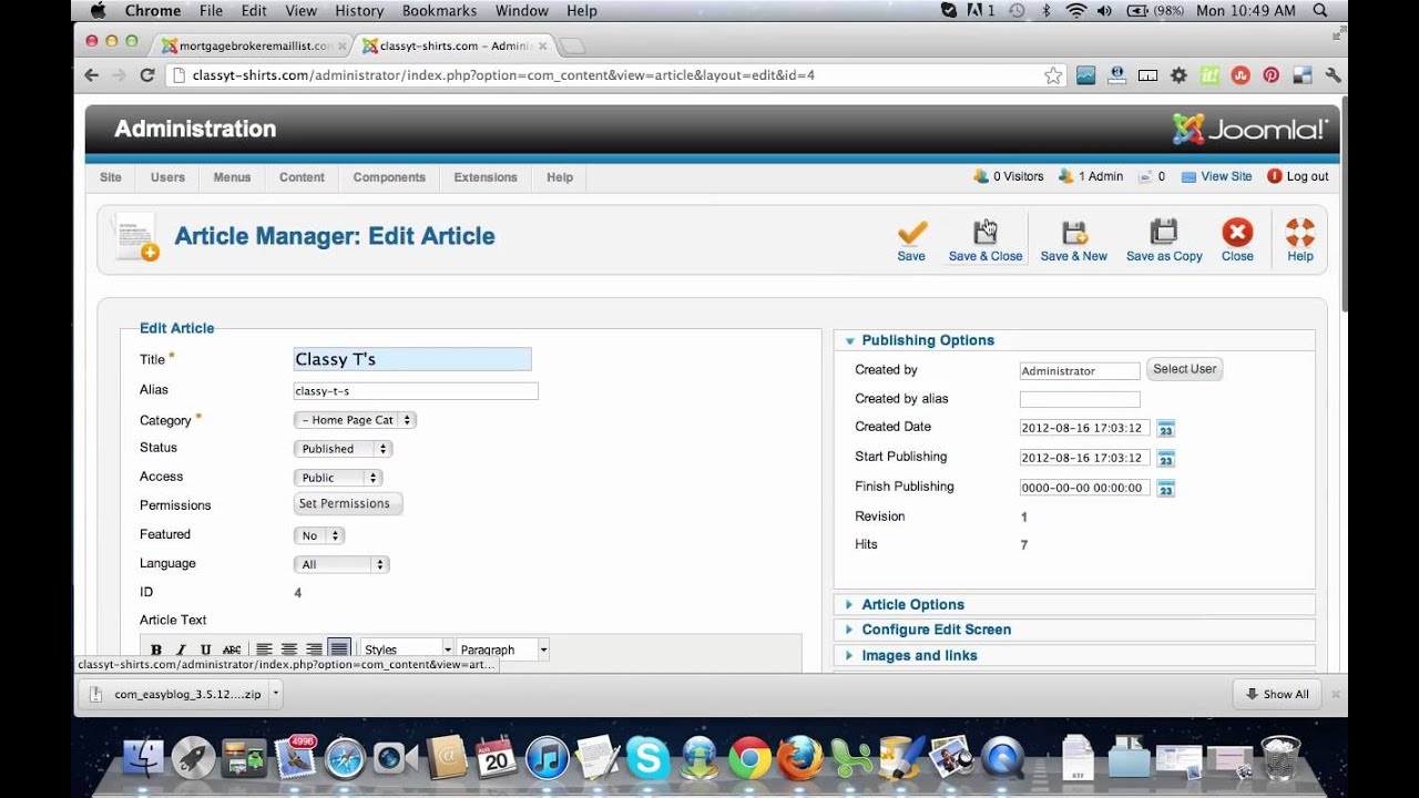 Unlock An Article In Joomla 2.5 - YouTube
