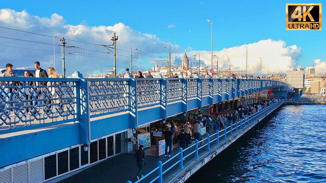 Istanbul Turkey 4K Walking Tour Galata Bridge, Karakoy Pier - YouTube