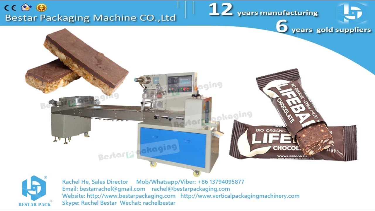 Energy bar automatic packaging machine with rotary feeding plate - YouTube