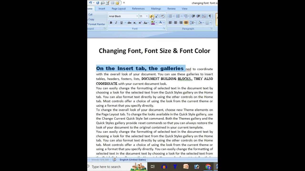 changing font font size font color Part 1#microsoftword #wordprocessor ...
