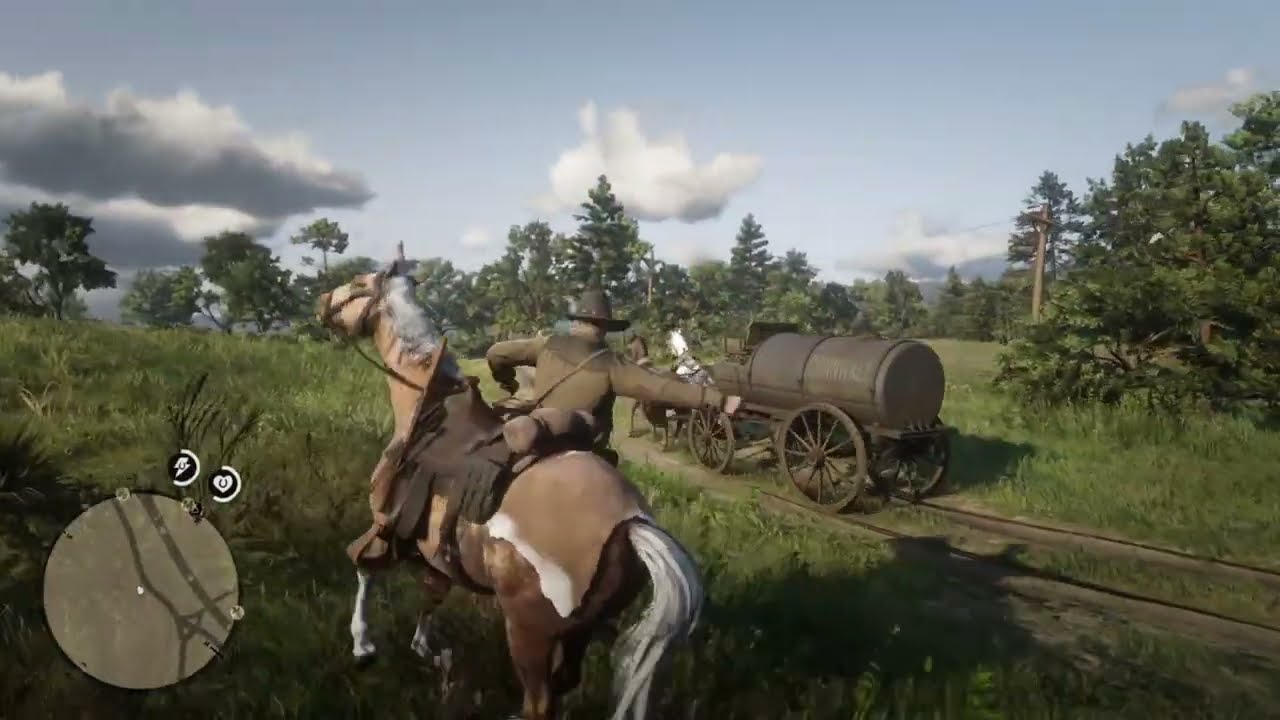 Red Dead Redemption 2 - Arthur steals the oil wagon very smoothly - YouTube