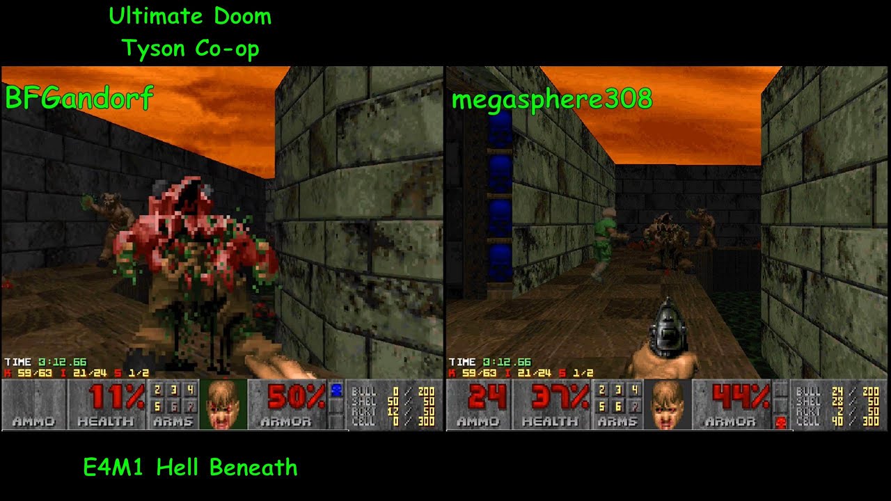 Ultimate Doom E4M1 "Hell Beneath" Tyson Co-op in 3:49 (BFGandorf ...