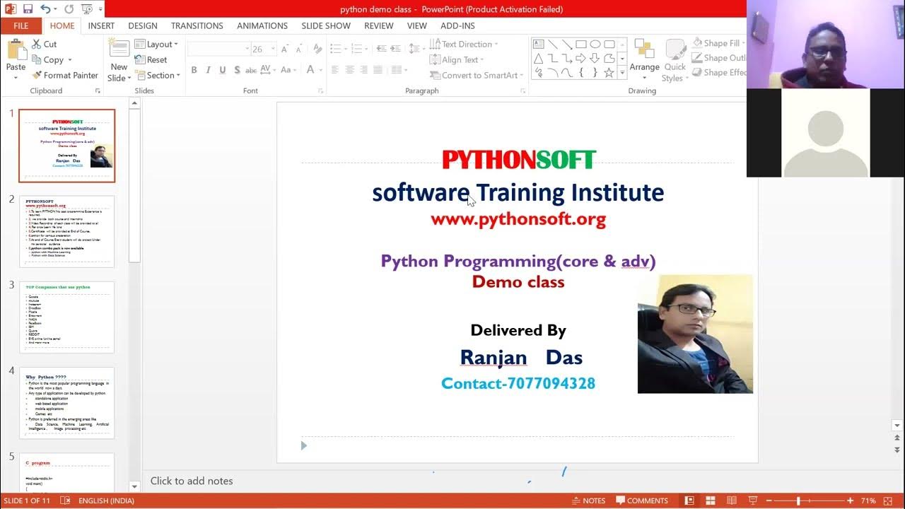 Python Programming Demo Class | Ranjan Sir | Ranjan Das | PYTHONSOFT| - YouTube