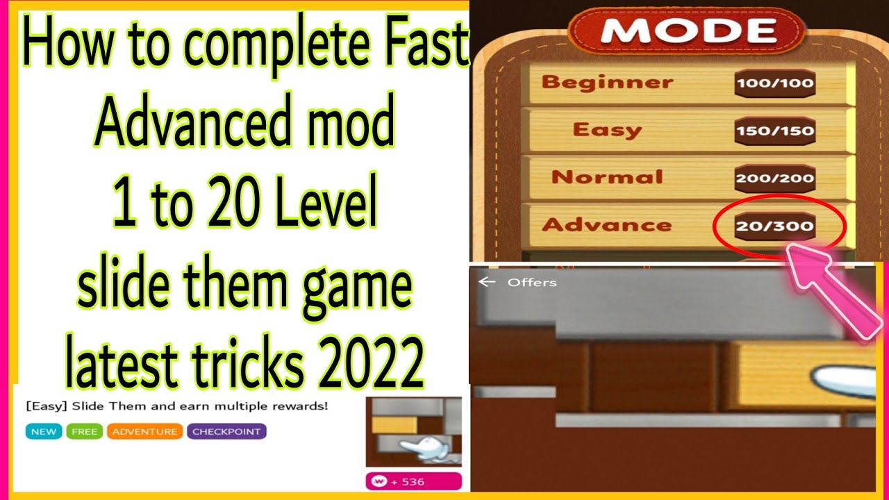 How to complete Fast Advanced mod 20 Level slide them game latest ...