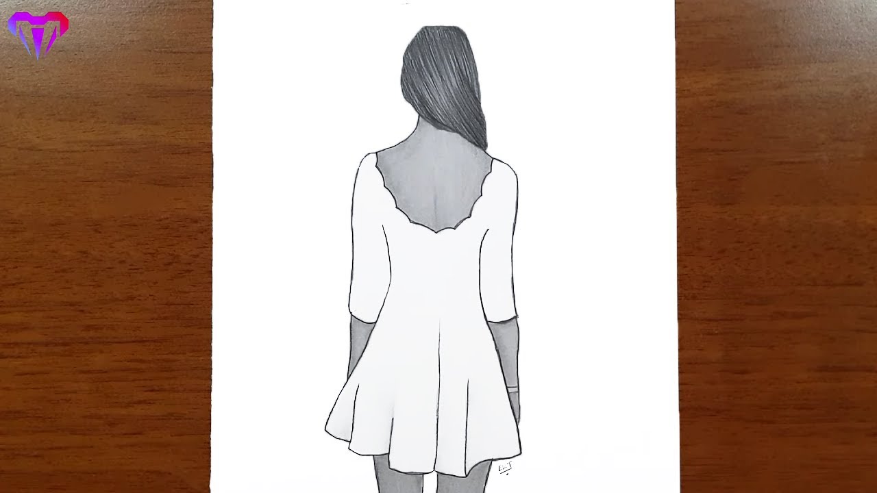 How to draw a girl ( From Behind ) for beginners - step by step - YouTube