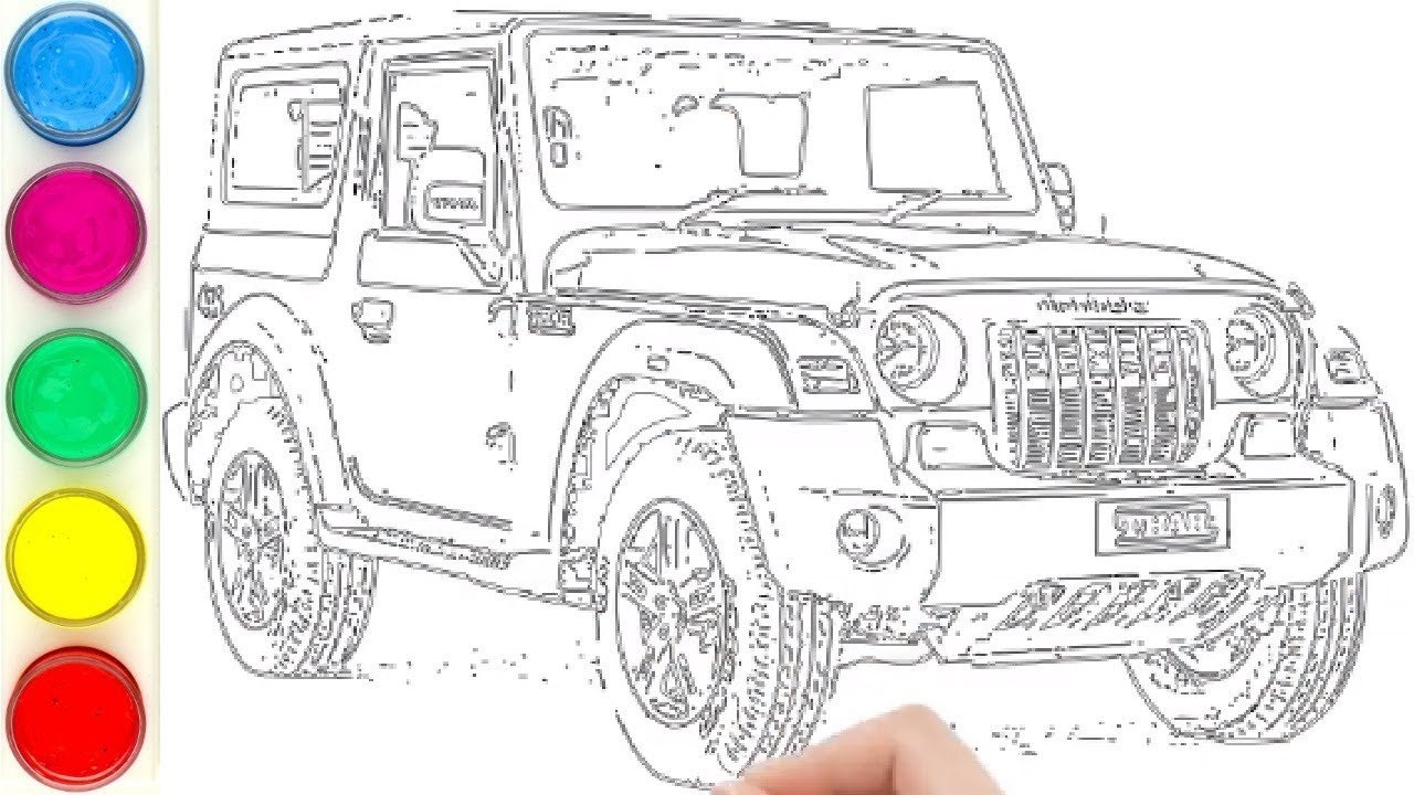 Mahindra Thar Drawing, Painting and Coloring for Kids & Toddlers How to ...