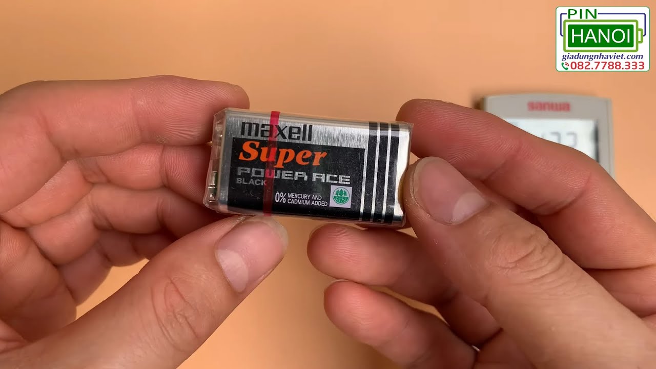 Pin vuông 9V Maxell 6F22 Super Power Ace Black - YouTube